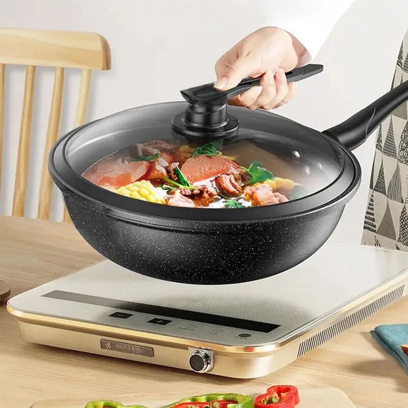 32cm Frying Pan Wok Set No Oily Smoke Non-Stick Pa... – Vicedeal