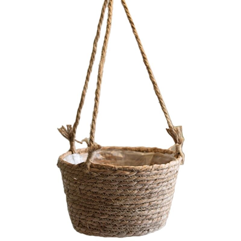 Woven Rattan Hanging Planter Flower Pot Plant Bask... – Vicedeal