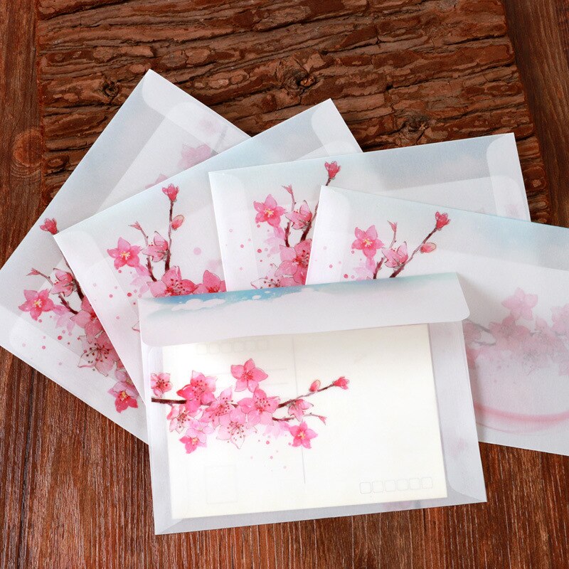 5 st vintage peach blossom papper kuvert vykort gr... – Grandado