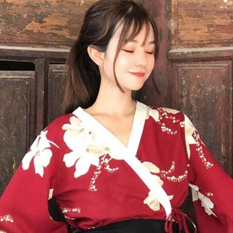 Kimono Floral Japanese Style Kawaii Girls Yukata S... – Grandado