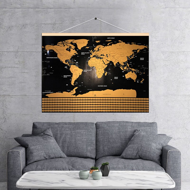 Retro Scratch Map World Travel Map Erasable Room H... – Grandado