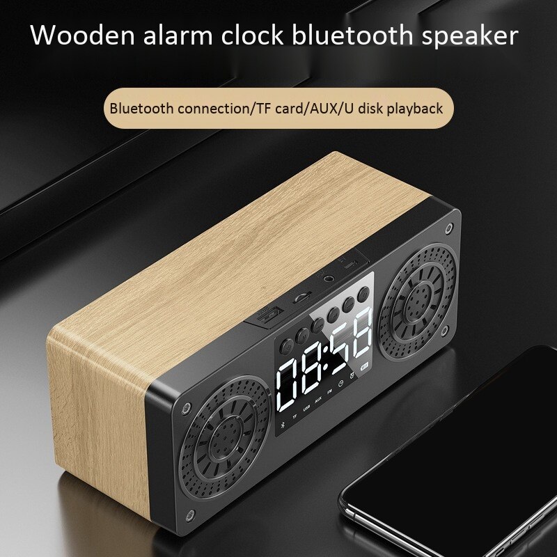 Stereo Wooden Subwoofer Bluetooth Speaker FM Radio... – Grandado