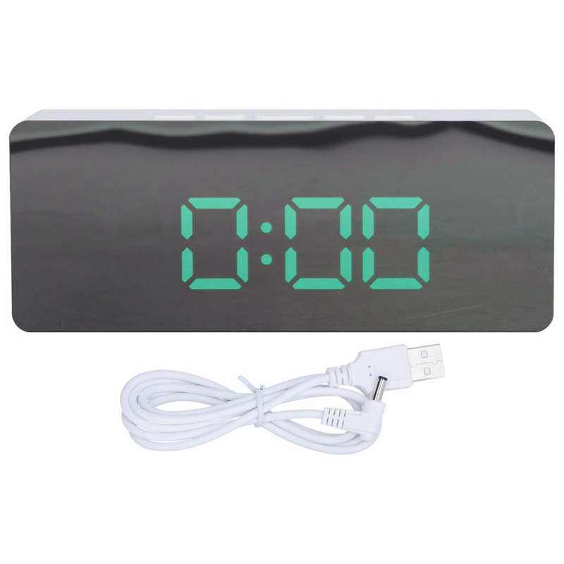 Mirror Alarm Clock Rectangular Digital Clocks Whit... – Grandado