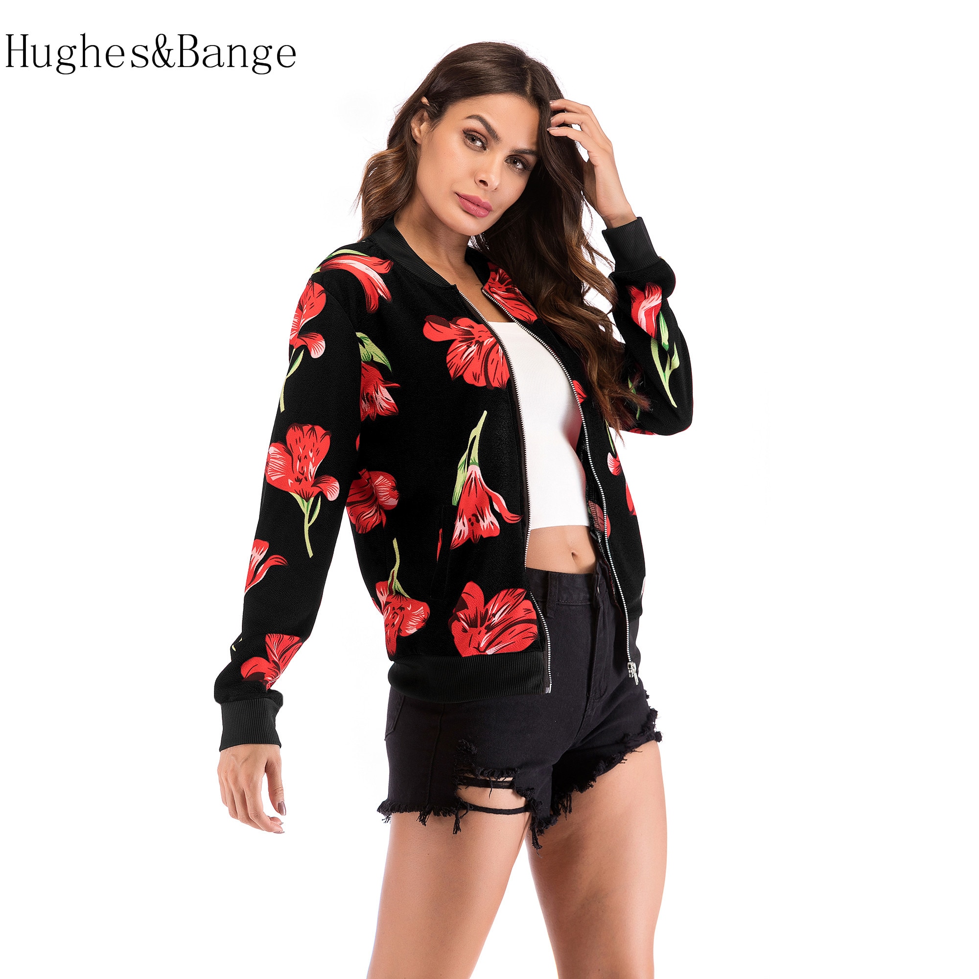 spring Women Jackets Outerwear Flower Floral Print... – Grandado