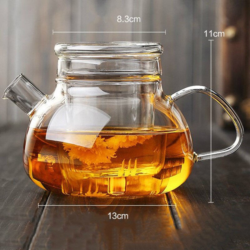 600ML simple glass teapot with filter and lid Open... – Vicedeal