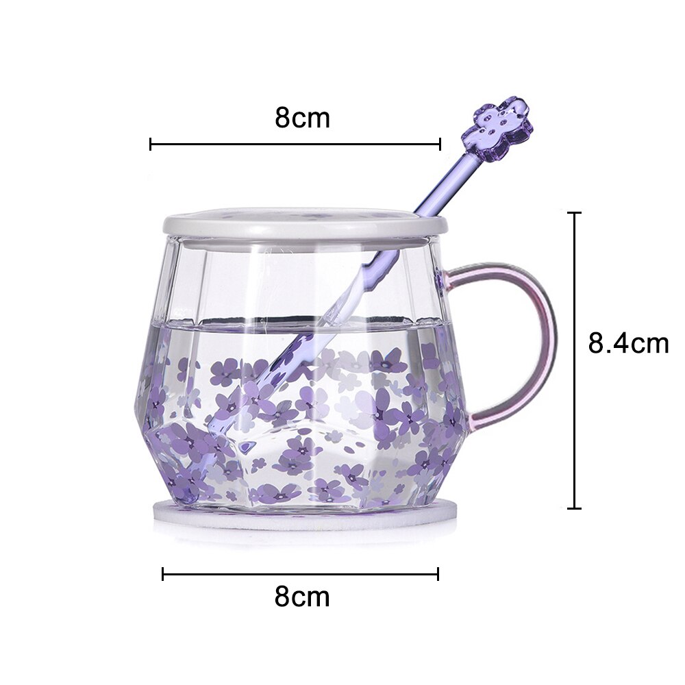 350ML Sakura Diamond Cut Glass Cup With Stirring S... – Grandado