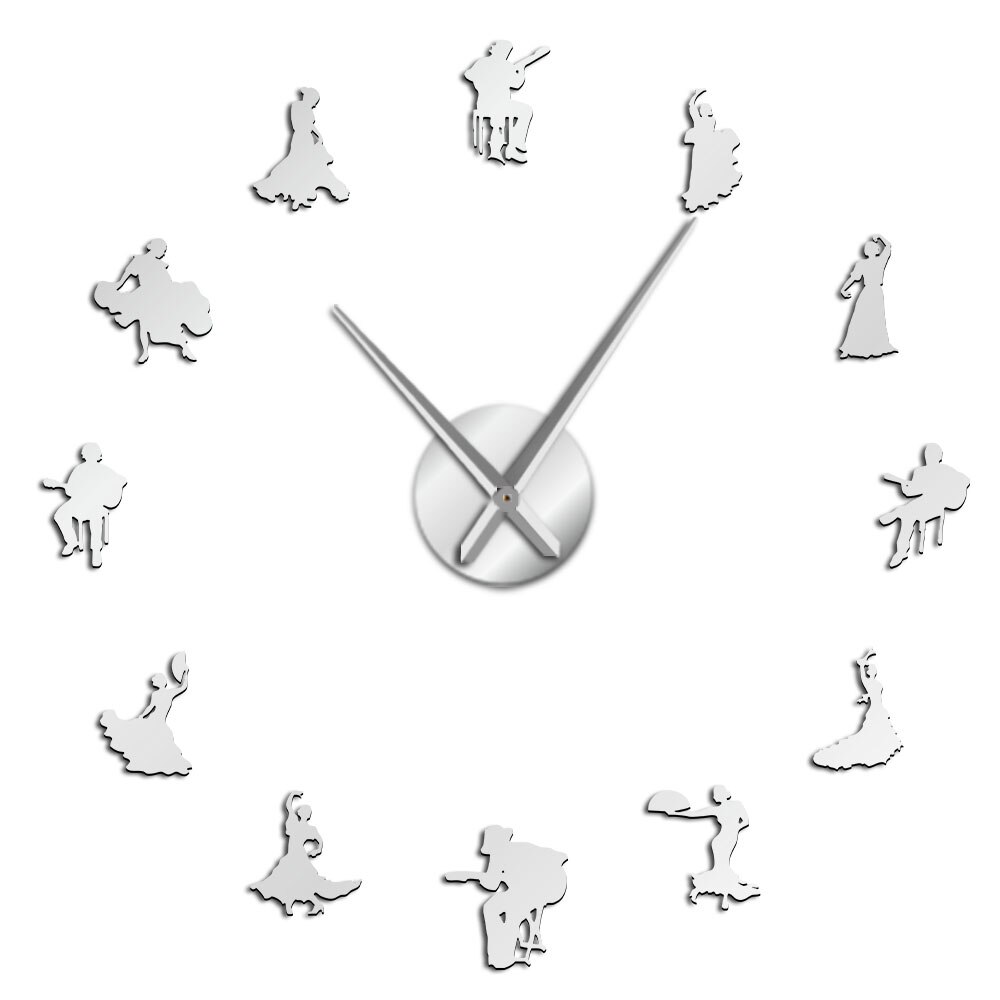 Flamenco Dancers Mirror Effect Big Time Wall Clock... – Grandado