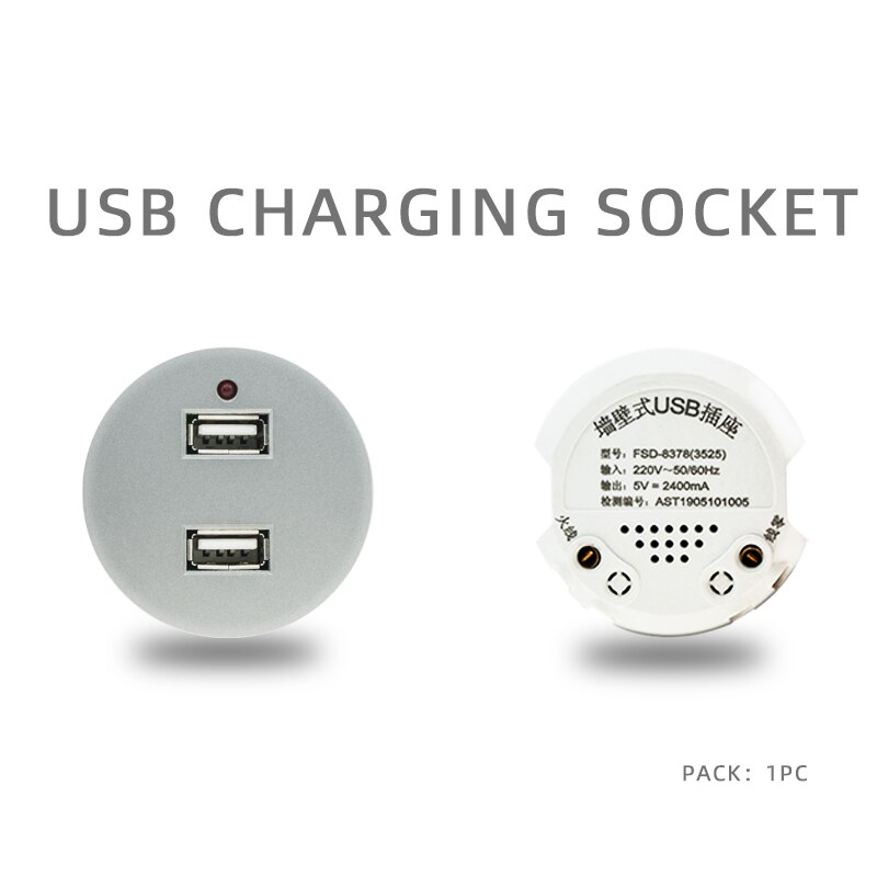 Atlectric USB Wall Light Socket Grey Crystal Glass... – Grandado
