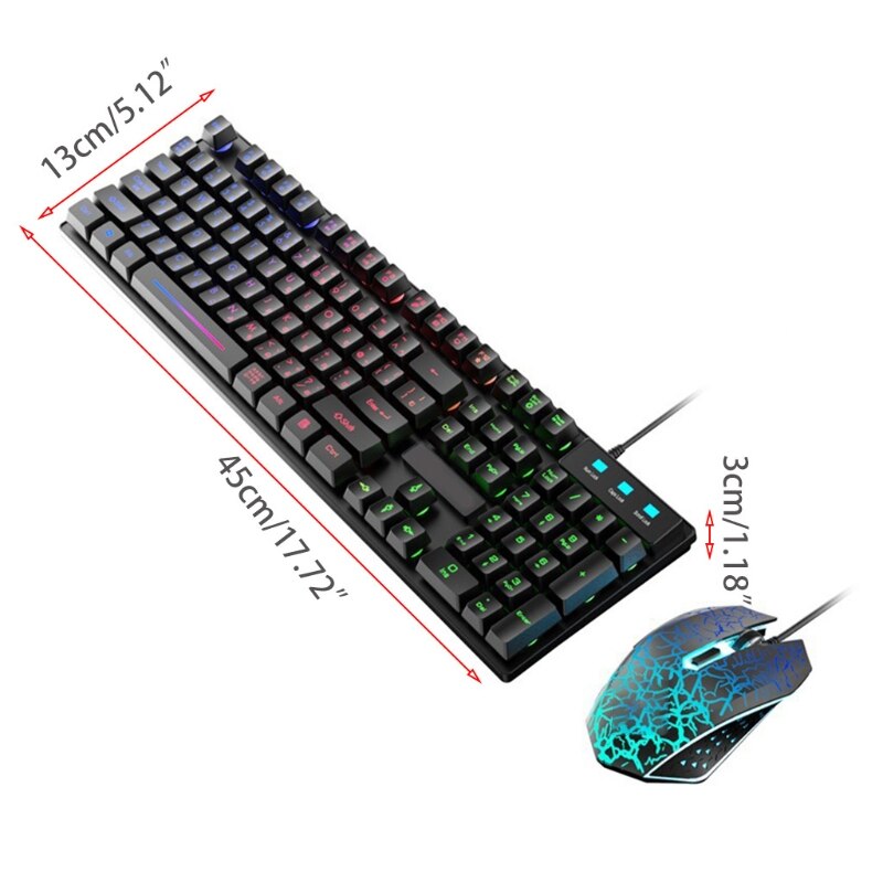 LED Gaming Keyboard and Mouse Combo T13 Rainbow Ba... – Vicedeal