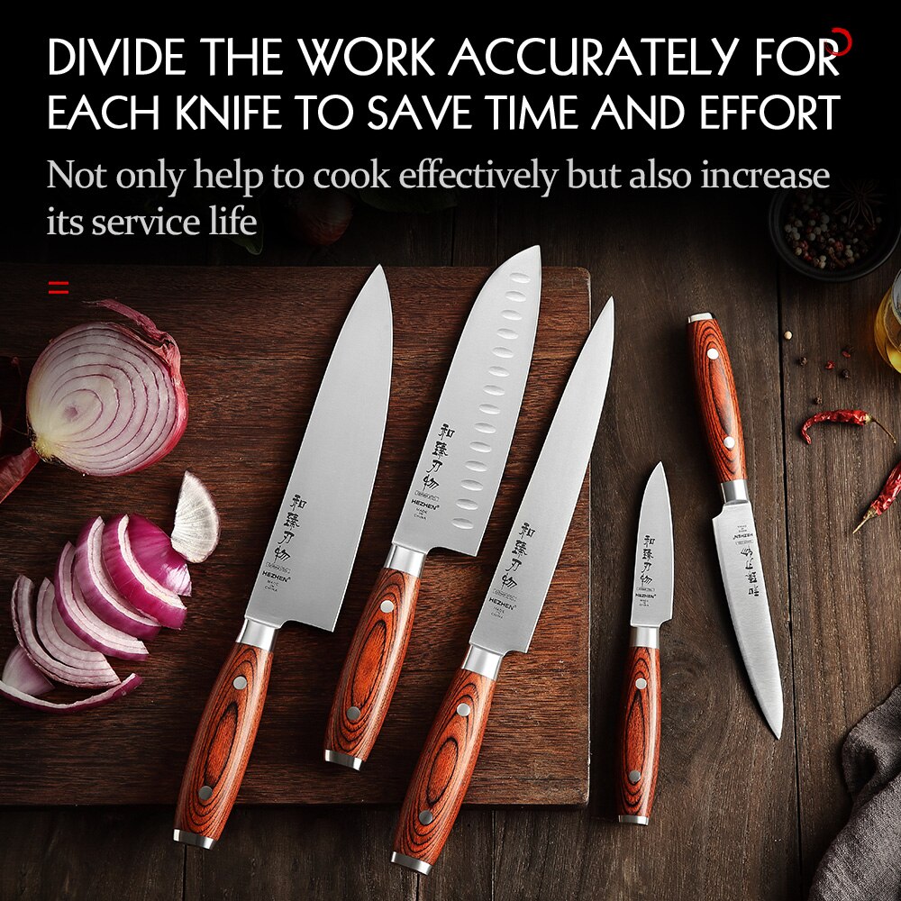 HEZHEN 1-5PC Kitchen Knife Sets Stainless Steel Sh... – Grandado