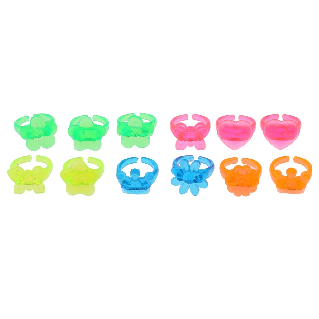 12 Pieces Plastic Mixed Colored Rings Party Favor ... – Grandado