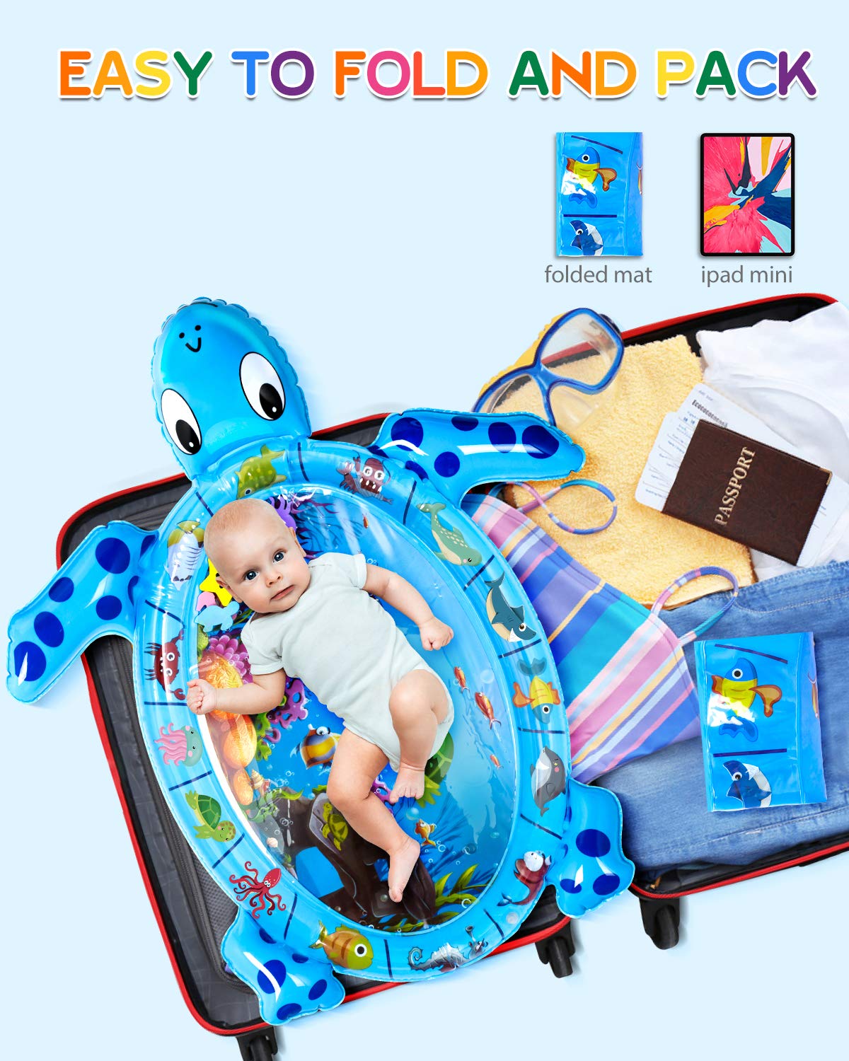 Tummy Time Mat with Wrist Rattles Set X-Large Infl... – Grandado