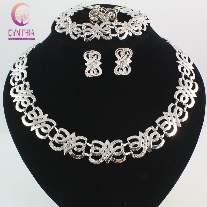 dubai silver color jewelry sets for women bridesma... – Grandado