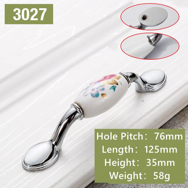 Tulip Ceramic Door Handle Silver Drawer Pulls Vint... – Grandado