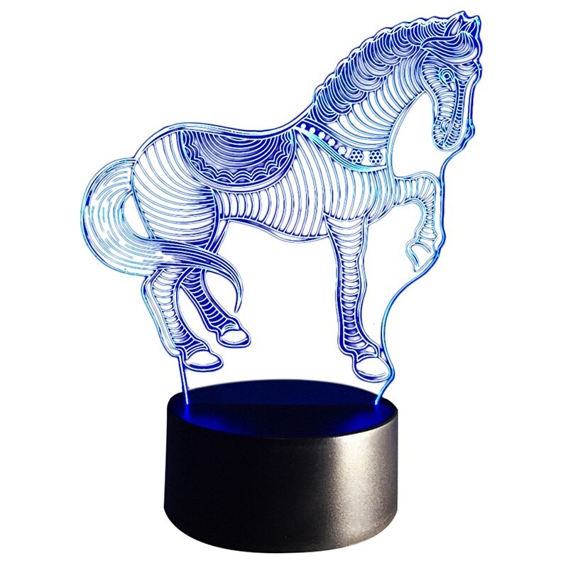 3D Animal Nightlights Horse Zebra Night Light 7 Co... – Grandado