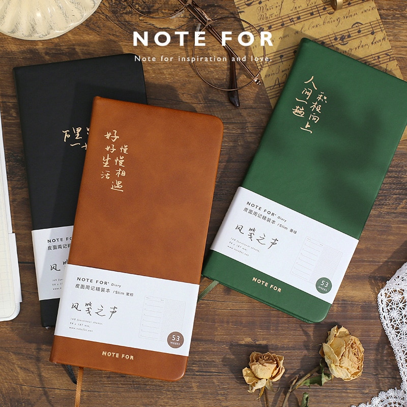 Leather Weekly Note Book Paper Bronzing Retro Art ... – Vicedeal