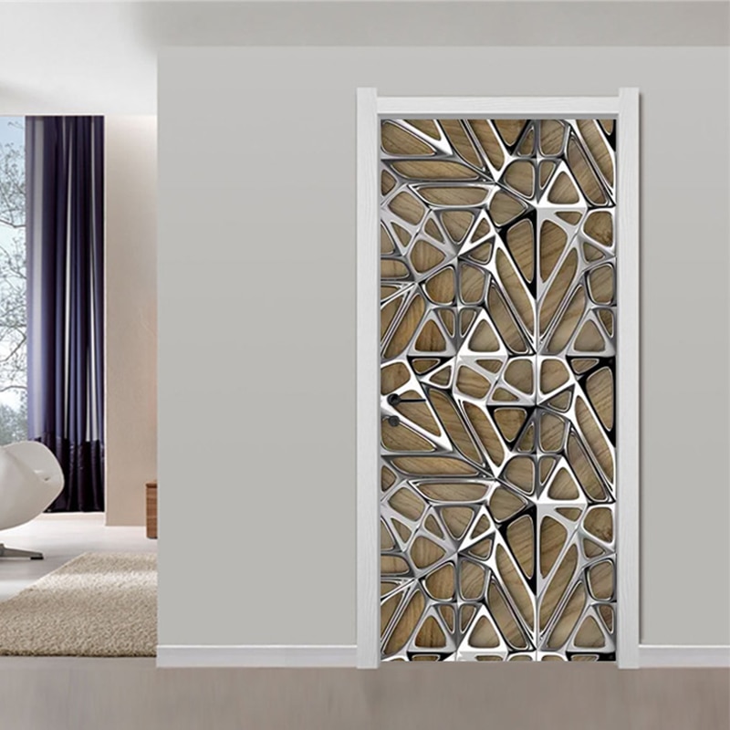 Modern Art Geometry Door Sticker 3D Imitation Meta... – Grandado