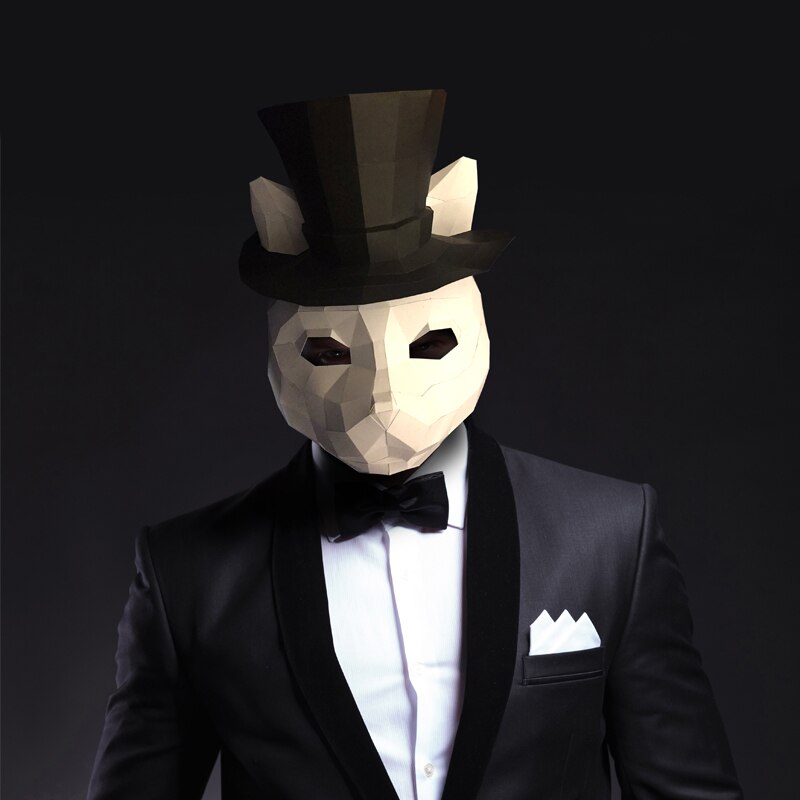 Gentleman Cat Head Cover Panda Animal Mask Adult a... – Grandado