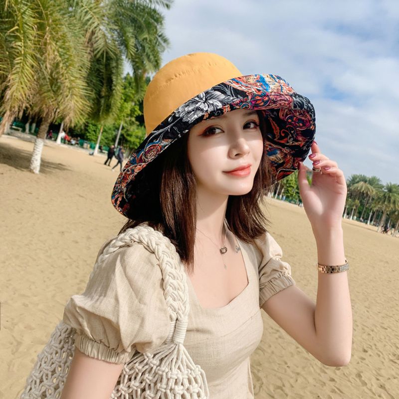 Women Boho Ethnic Floral Reversible Sun Hat Large ... – Grandado