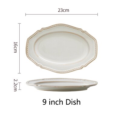 Retro Embossing Bone China Dinner Plates Flower Sh... – Grandado