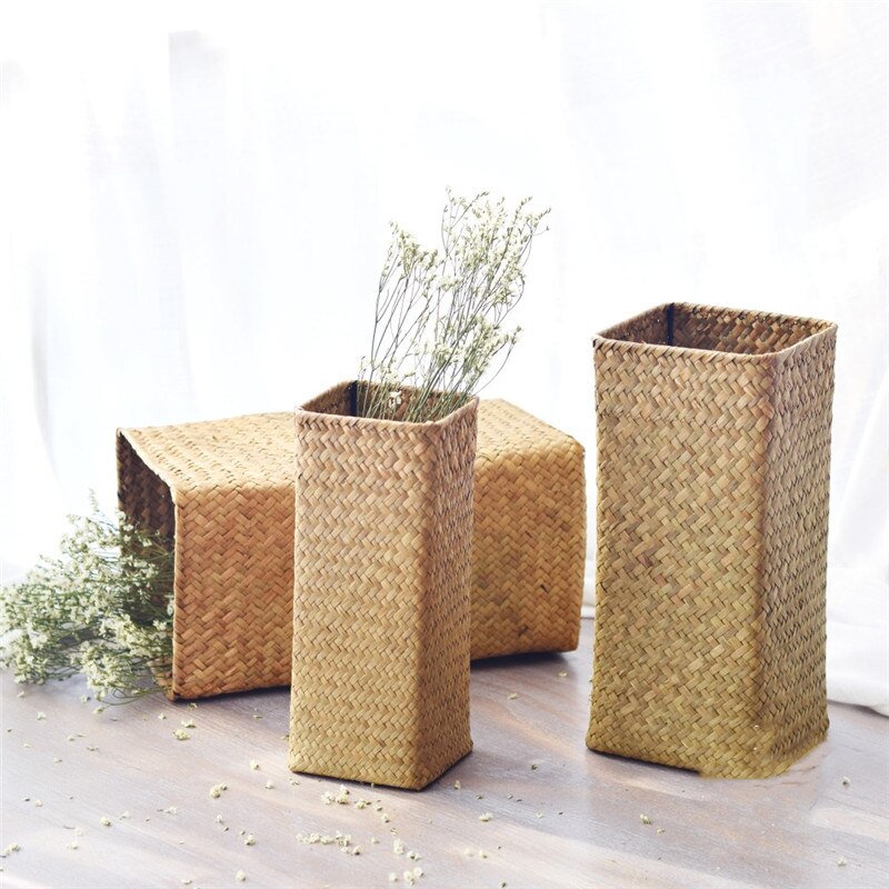 Hand Make Straw Simple Storage Basket Sundries Flo... – Grandado