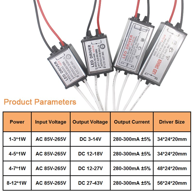 1-12W IP65 Waterproof LED Light Driver AC85-265V D... – Grandado