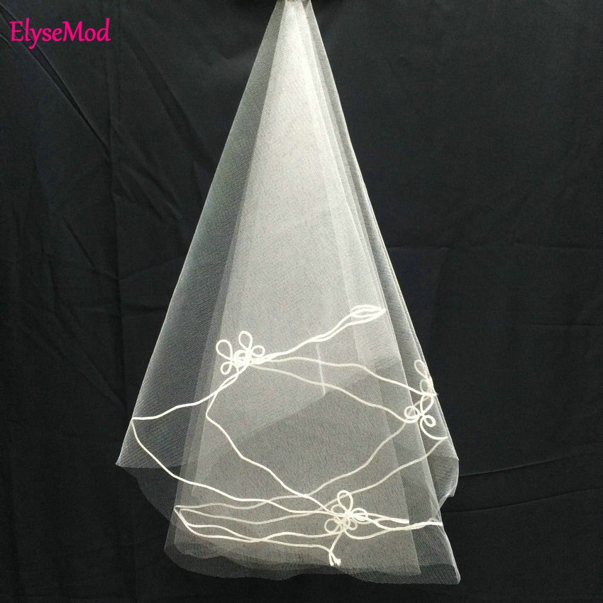 Real Photo Simple Bridal Veil One Layer Cute Edge ... – Grandado