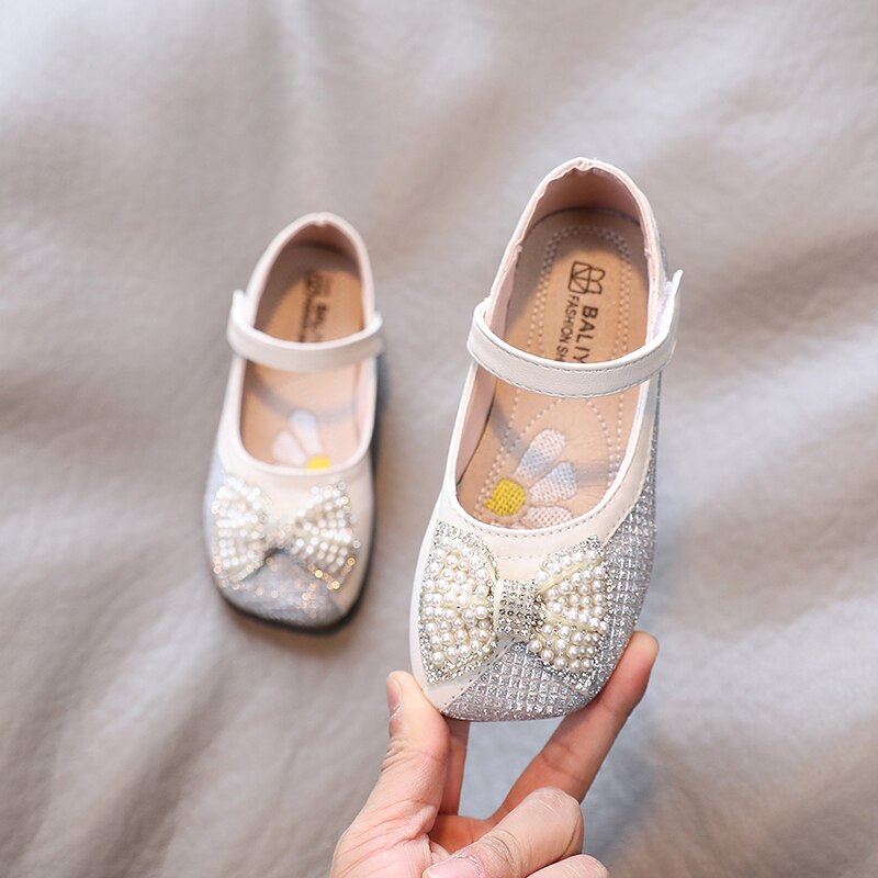 Girls Princess Shoes Pearls Bowite Mary Janes Shoe... – Vicedeal