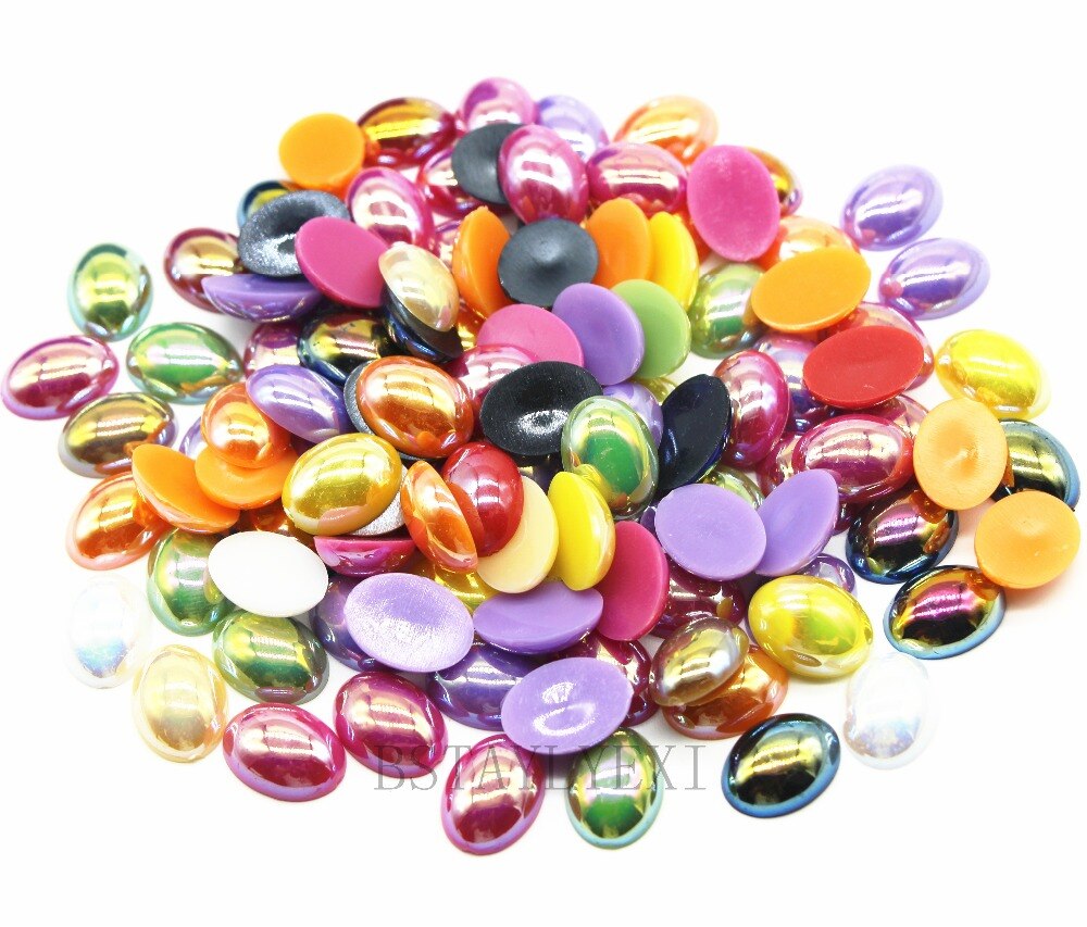 200pcs 13*18mm mix color Oval Shape Pearl White AB... – Grandado