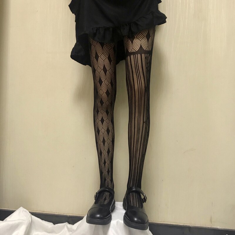 Pantyhose Fish Net Mesh Black White Tights Differe... – Grandado