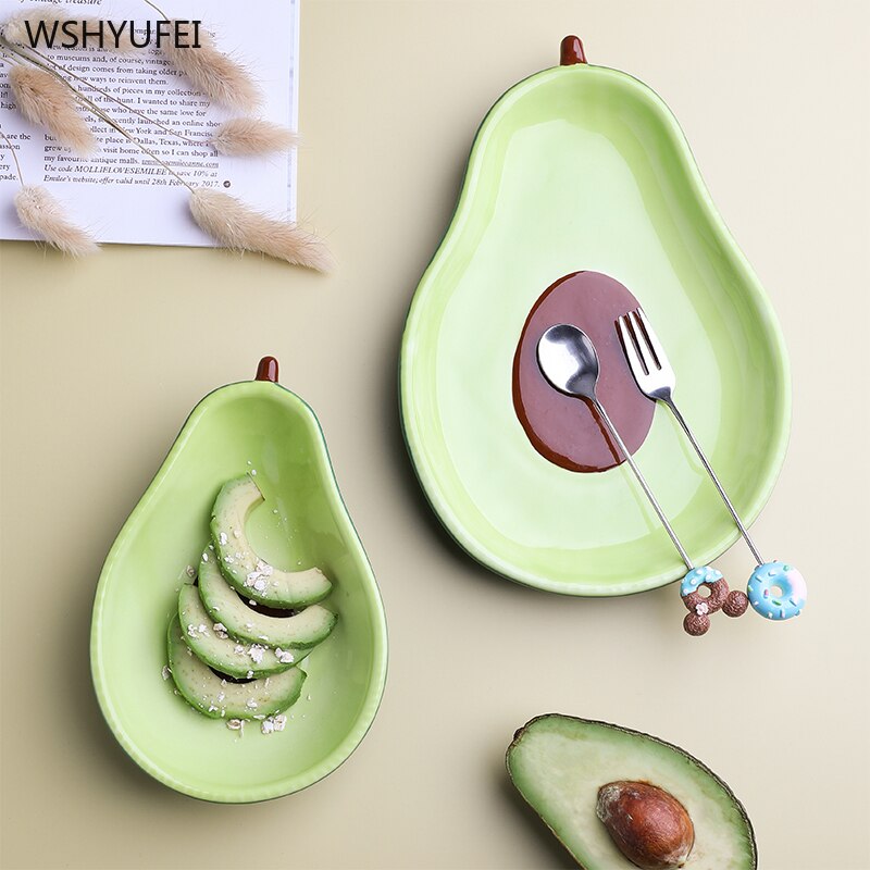 Ceramic avocado-shaped plate household fruit salad... – Grandado