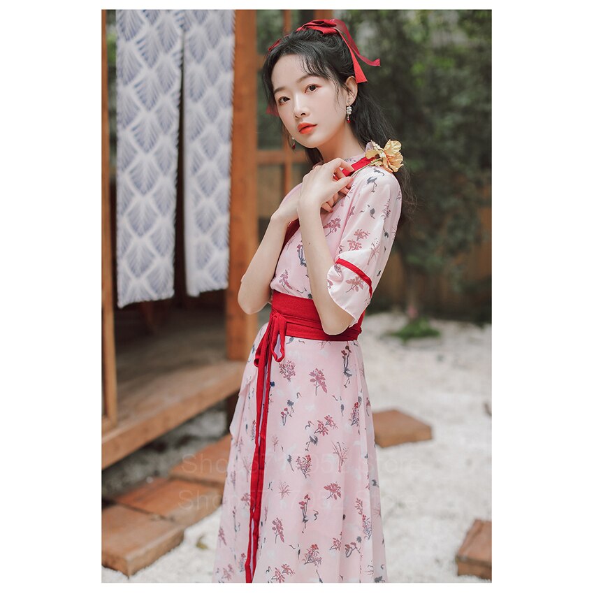 Lady Casual Red Hanfu Dress Traditional Chinese Co... – Grandado