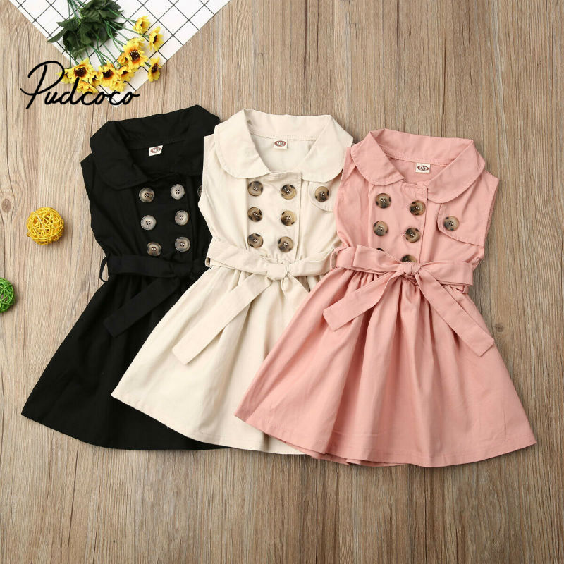 Spring Cotton Baby Toddlers Kids Girl Solid Dress ... – Vicedeal