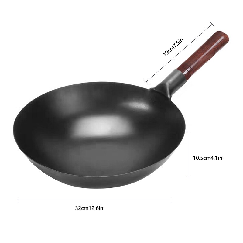Chinese Handmade Traditional Iron Wok,Wooden Handl... – Grandado