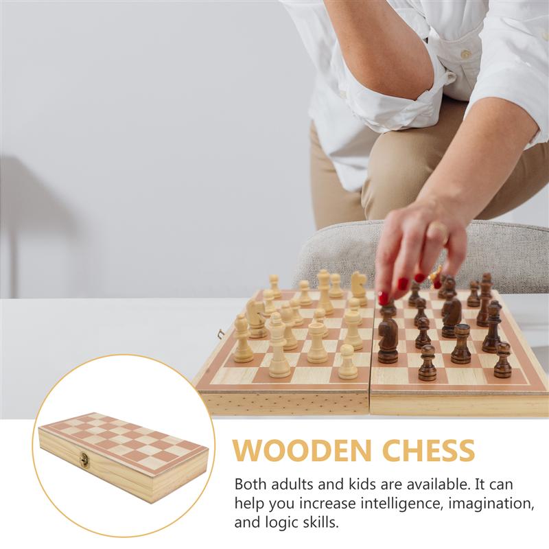 1 Set of Solid Wood Chess Set with Foldable Chess ... – Grandado