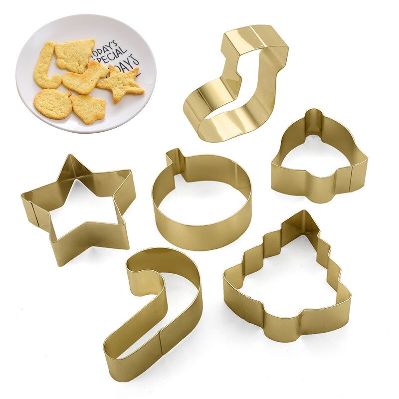 Stainless Steel Gold Plated Christmas Cookie Cutte... – Grandado