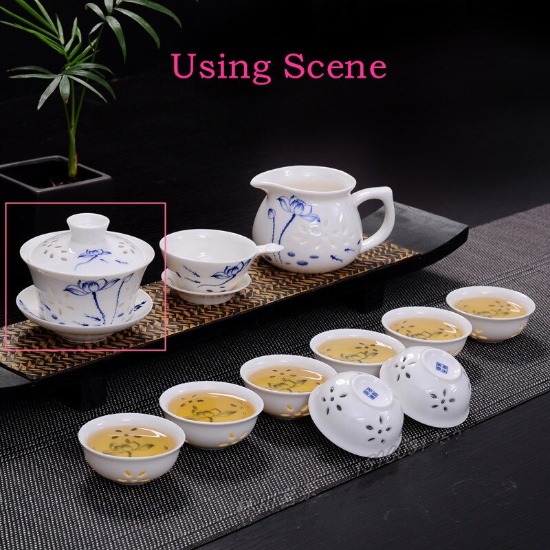 Chinese Tea Set Handpainted Lotus Gaiwan 130ml Min... – Grandado