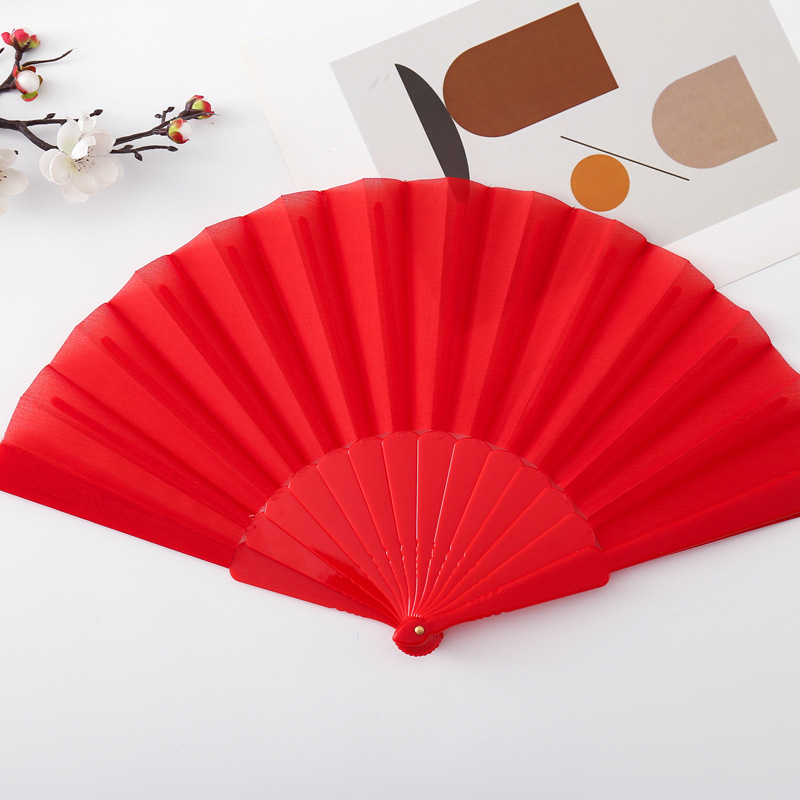 Simple Style Plastic Folding Fan Vintage Solid Col... – Vicedeal