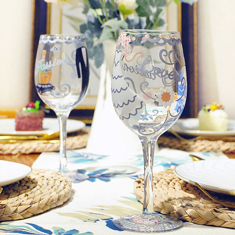 Hand Painted Glass Goblet Set Wedding Banquet Glas... – Grandado