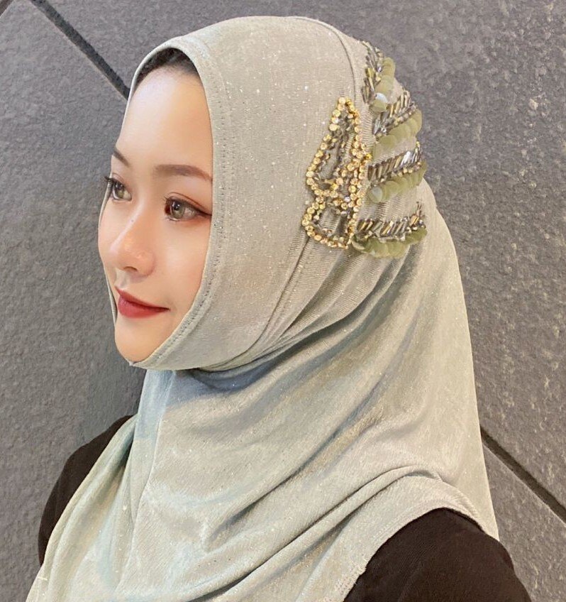Vrouwen Lady Moslim Pailletten Strass Hijab Islami... – Vicedeal