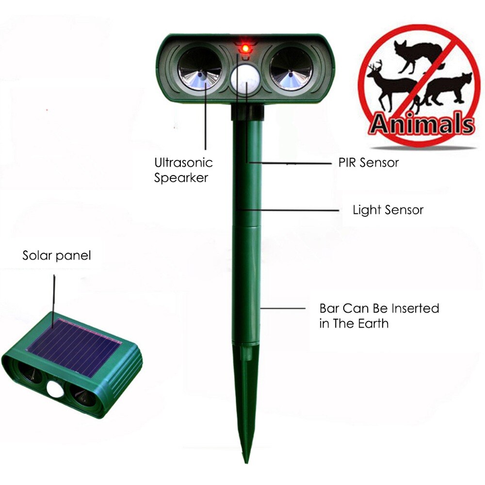 25kHz Auto Sensing PIR Solar Power Ultrasonic Dog ... – Vicedeal