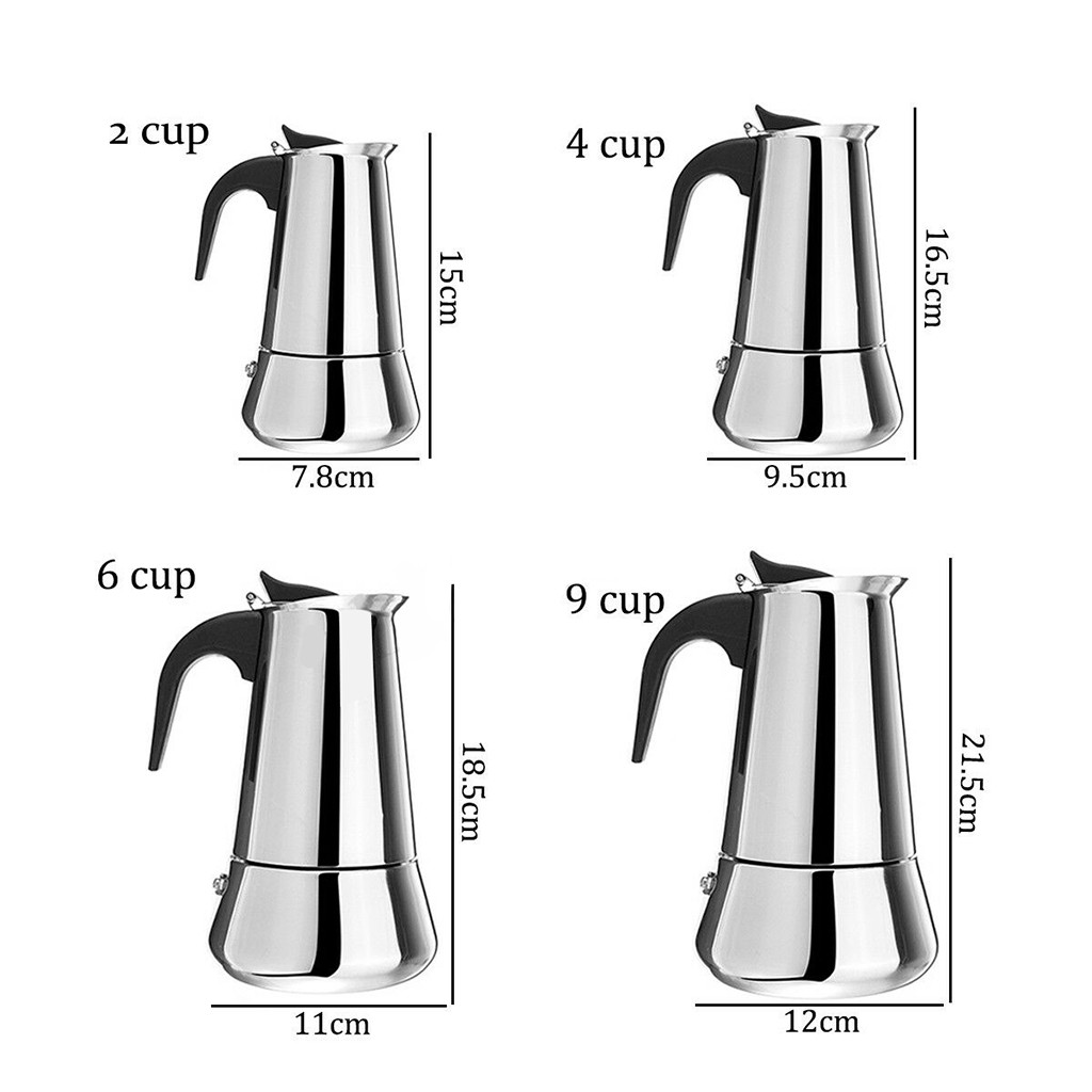 9 Cups Stainless Steel Moka 450ml Mocha Espresso L... – Grandado