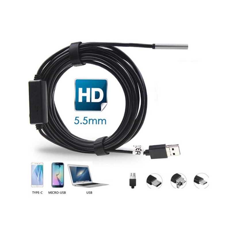 5.5mm 2 w 1 endoskop USB 2.0MP HD wąż rura i andro... – Grandado