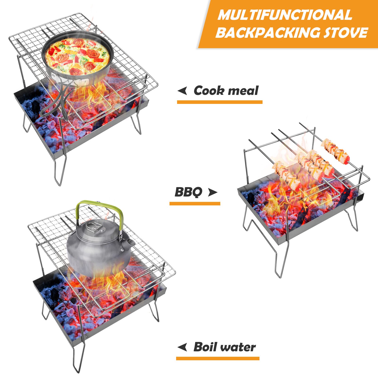 Outdoor Stainless Steel Camping Grill Portable Bar... – Grandado