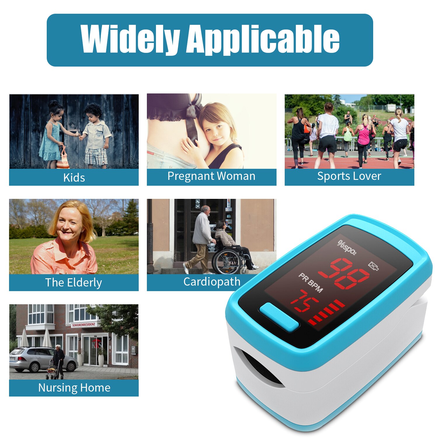 Digital Pulse Oximeter LED Display Blood Oxygen Se... – Grandado