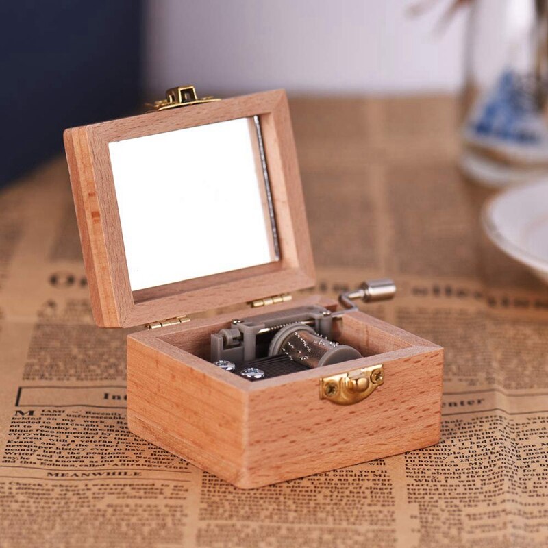 Wooden Hand Crank Music Box Classical Melody Birth... – Grandado