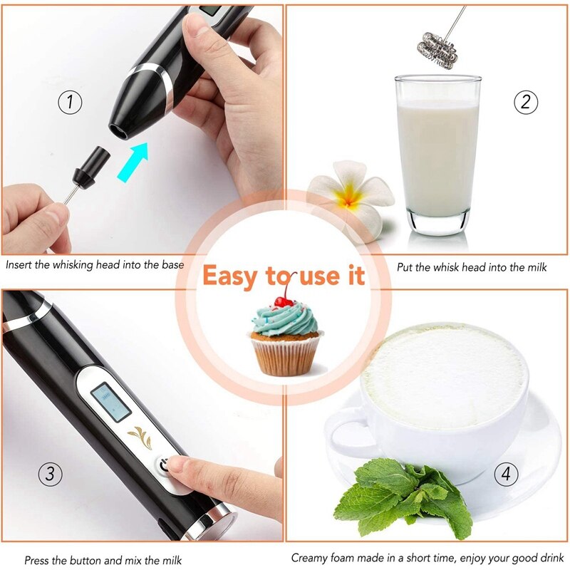 Lcd Elektrische Melkopschuimer Handheld Usb Oplaad... – Grandado