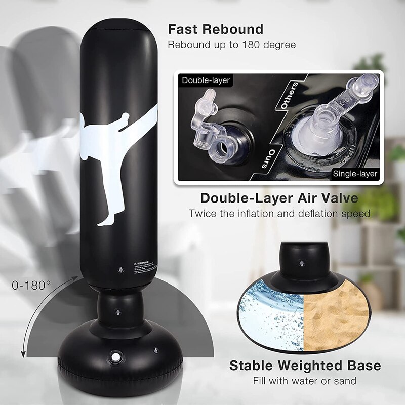 Saco de boxeo inflable con soporte para niños y ad... – Grandado