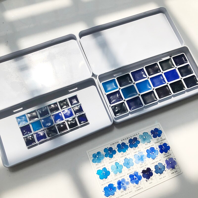 German Schmincke artist watercolor paint blue/gree... – Grandado