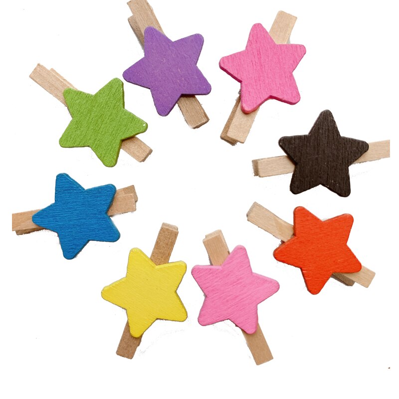 10Pcs per packKawaii Colorful Star Mini Wood clip ... – Grandado